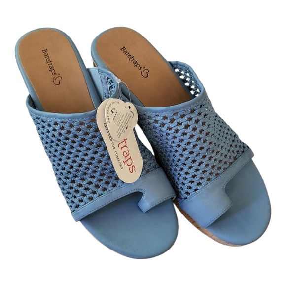 BareTraps | Shoes | Baretraps Flossey Wedge Slipon Blue Sandals Cork ...